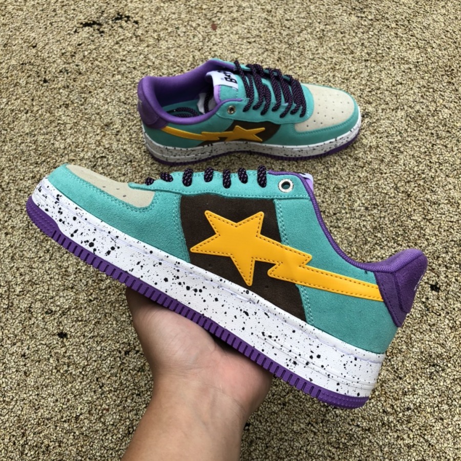 Bape Sk8 Sta Low 'Teal Brown Yellow Suede' - SneakerCool.com