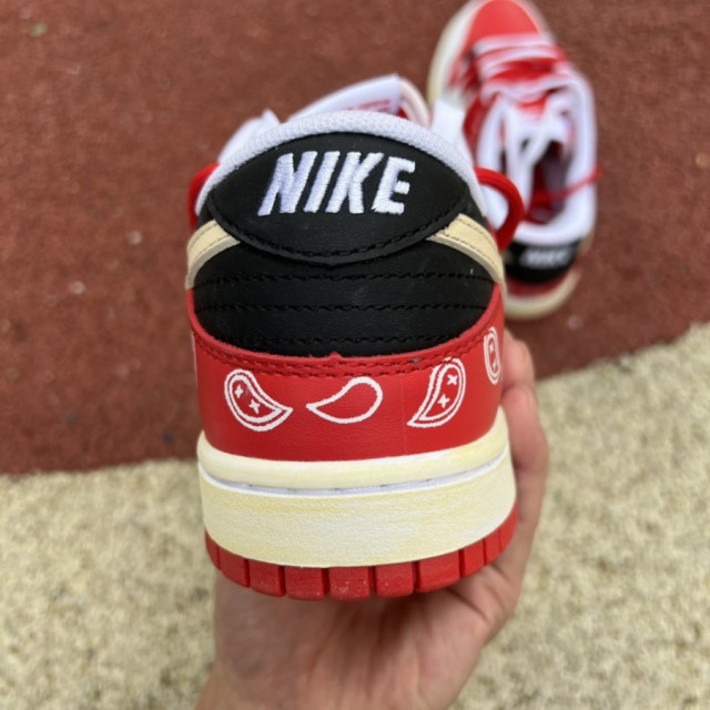 Nike Dunk Low Custom Edition 'Red/White Paisleye' - SneakerCool.com