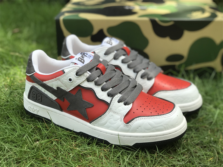 Bapesta Low 'White Red' - SneakerCool.com
