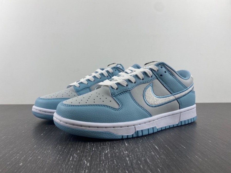 Dunk Low 'Fleece Swoosh - Light Blue' - SneakerCool.com