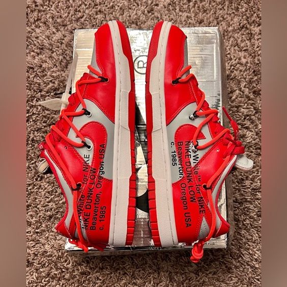 Off-White x Dunk Low 'University Red' - SneakerCool.com