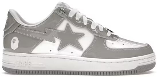 A Bathing Ape Bape Sta 'Patent Leather White Grey' - SneakerCool.com