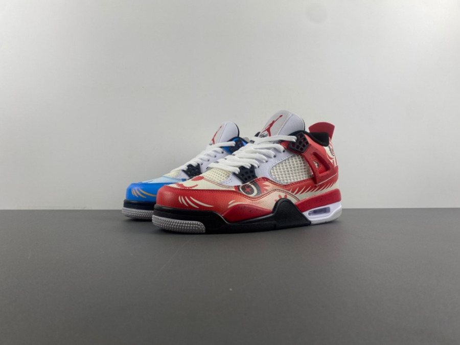 Air Jordan 4 Retro 'Lion Blue and Red Mandarin Duck' - SneakerCool.com