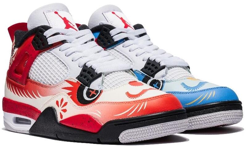 Air Jordan 4 Retro 'Lion Blue and Red Mandarin Duck' - SneakerCool.com
