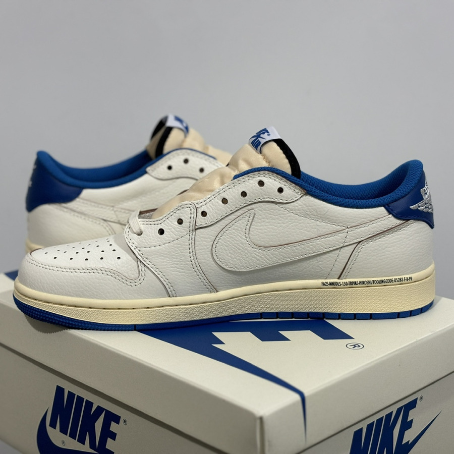 Fragment Design x Travis Scott x Air Jordan 1 Retro Low OG SP 'Sail Military Blue' - SneakerCool.com