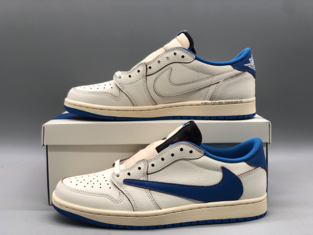 Fragment Design x Travis Scott x Air Jordan 1 Retro Low OG SP 'Sail Military Blue' - SneakerCool.com