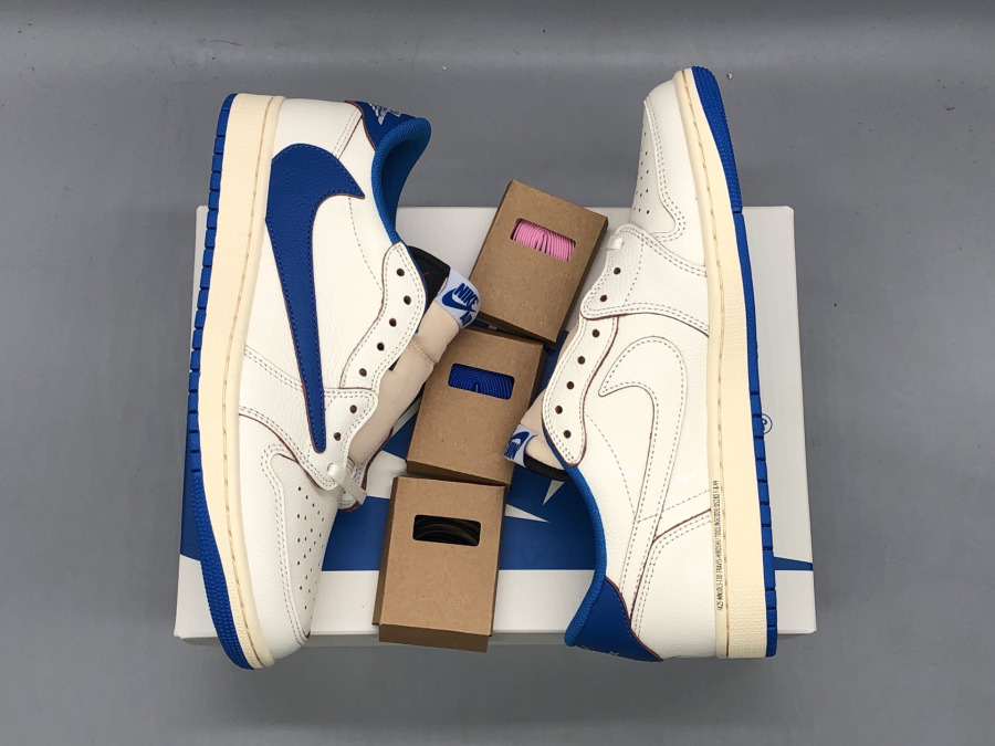 Fragment Design x Travis Scott x Air Jordan 1 Retro Low OG SP 'Sail Military Blue' - SneakerCool.com