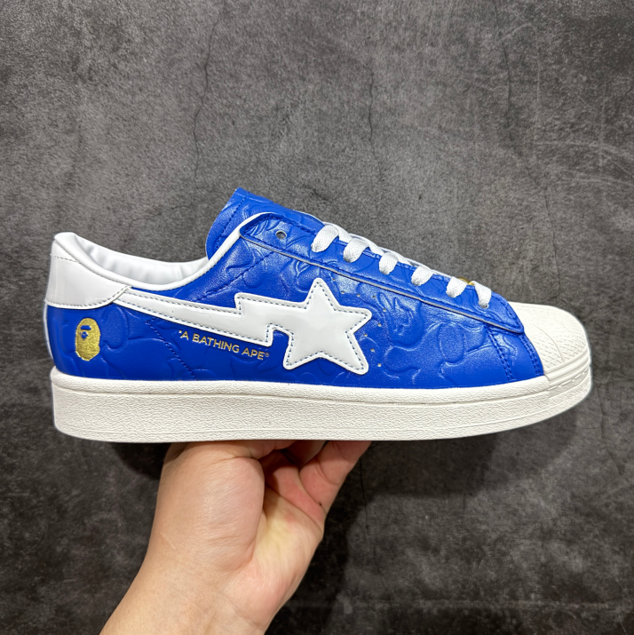 BAPE x Adidas Superstar Vintage 'Blue White' - SneakerCool.com